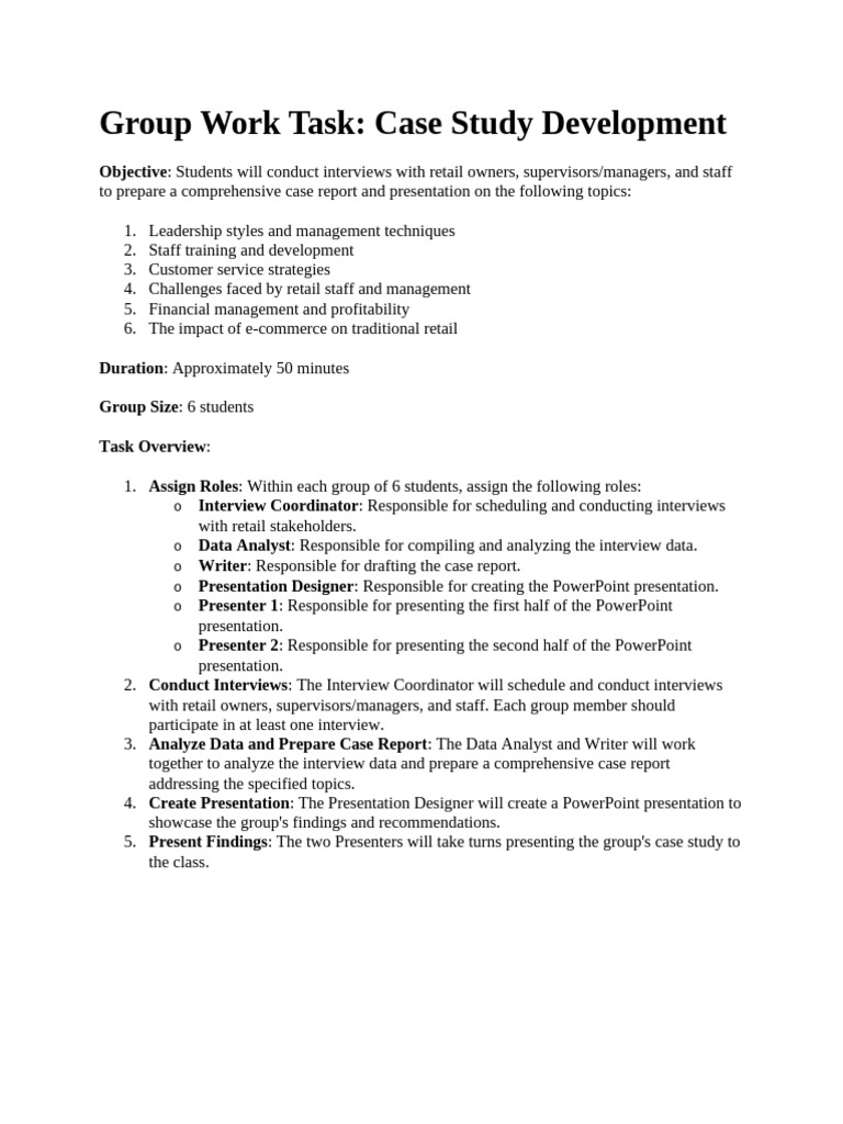 Group Work Task - Case Study Development - Final 1 | PDF