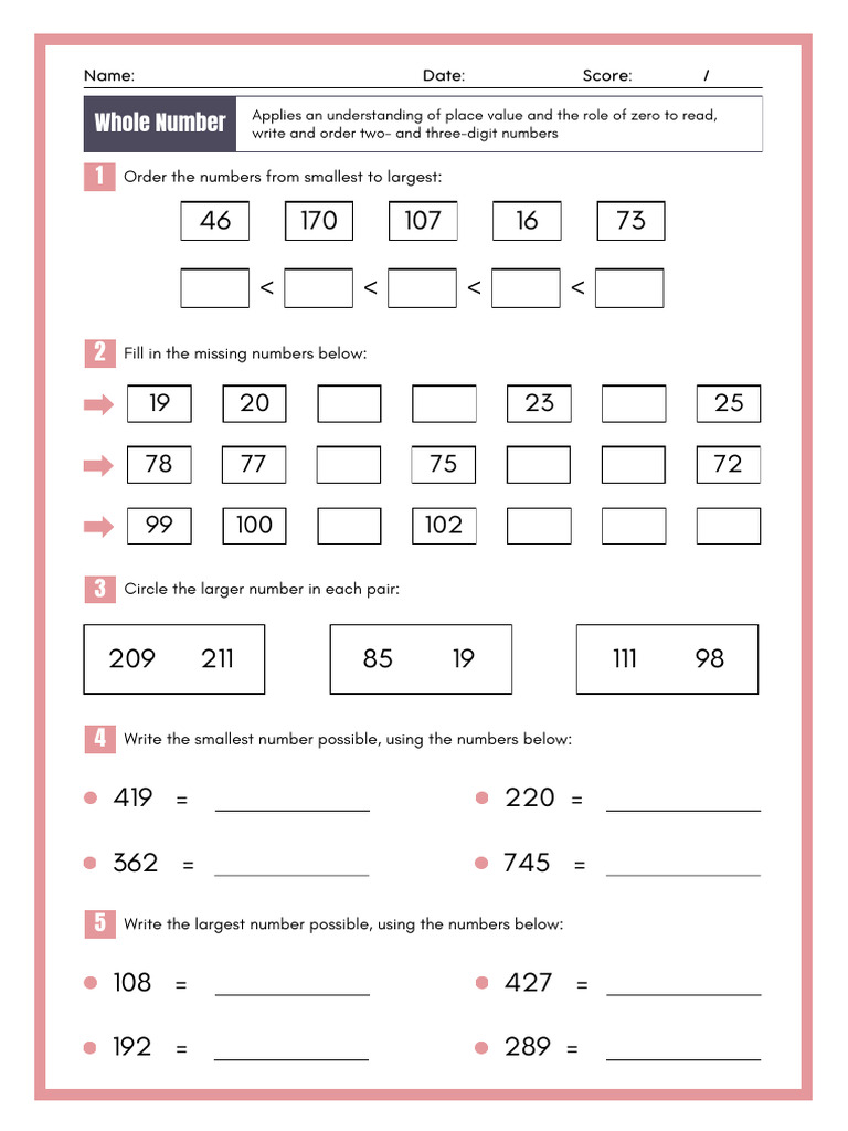 Grade 1 Maths Place Value Worksheet | PDF