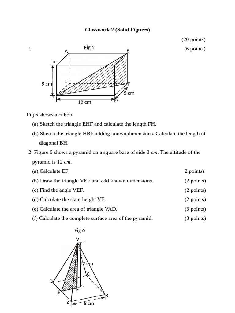 Classwork 2(Solid Figures) | PDF