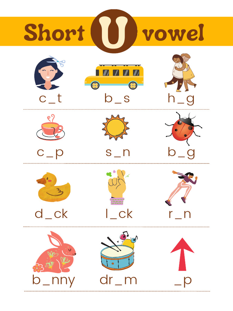 IllPhonics Short U Vowel English Worksheet | PDF