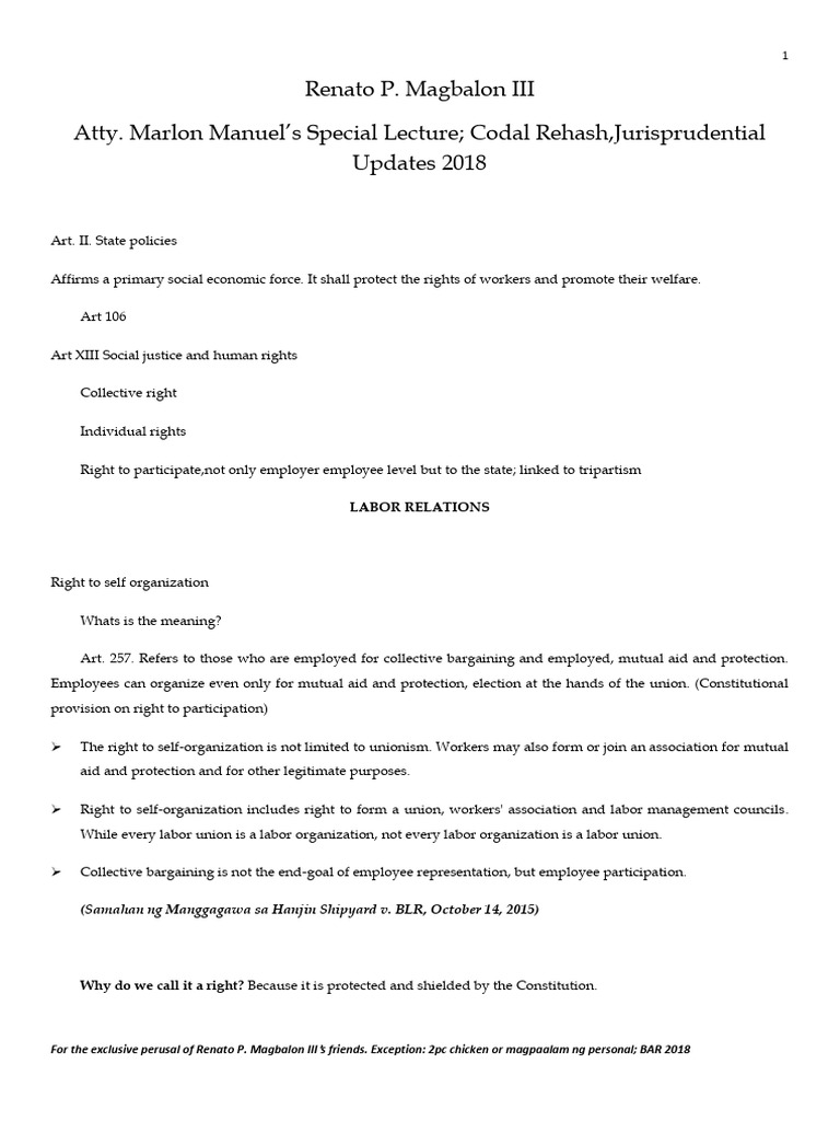 Labor Rights and Self-Organization Guide | PDF | Collective Bargaining ...