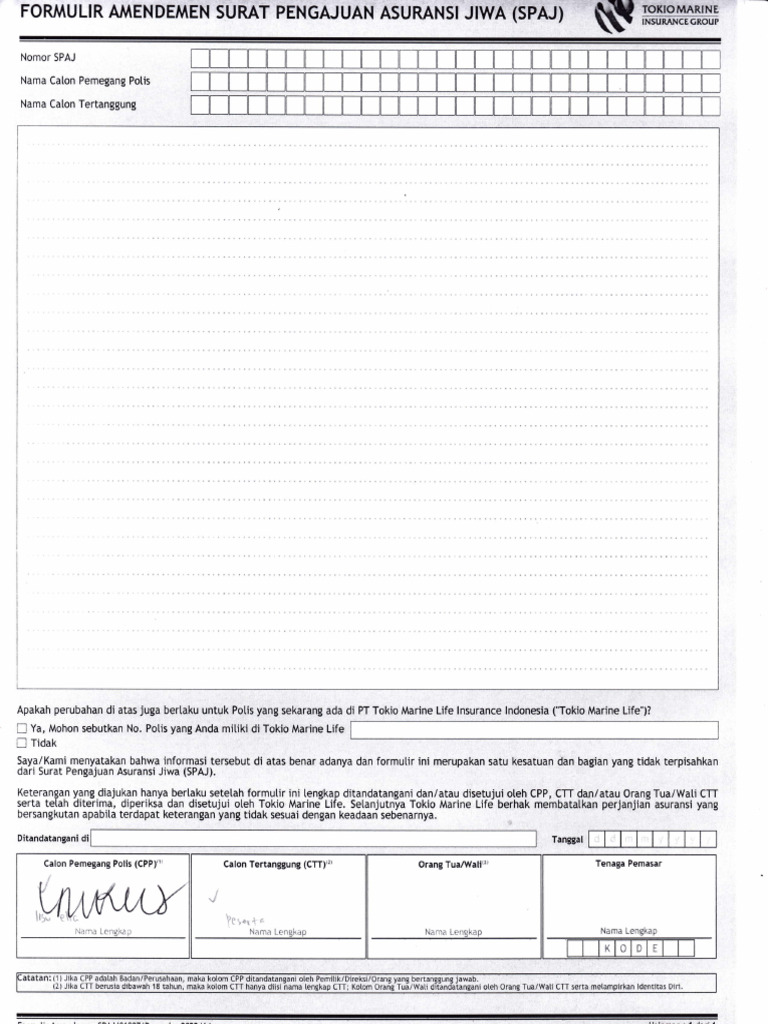 Formulir Pengajuan Asuransi Jiwa | PDF