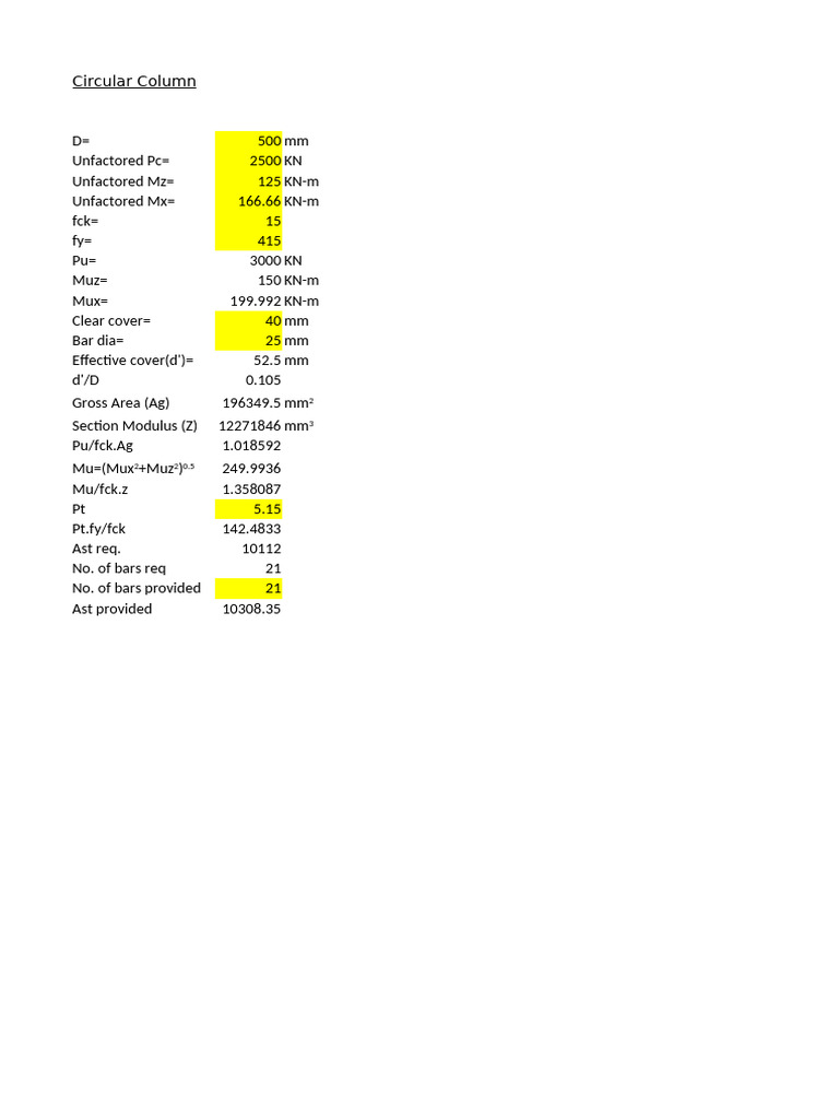 Circular Column Design Specifications | PDF