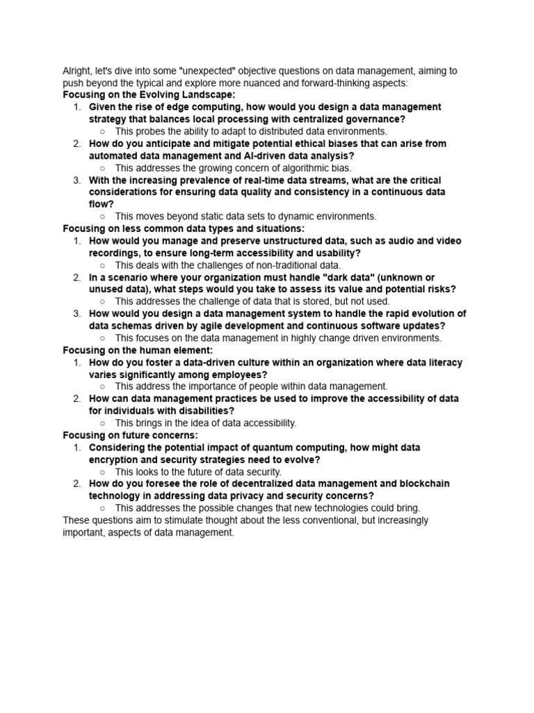 10 Unexpected Obj Questions On Data Management | PDF | Data Management ...