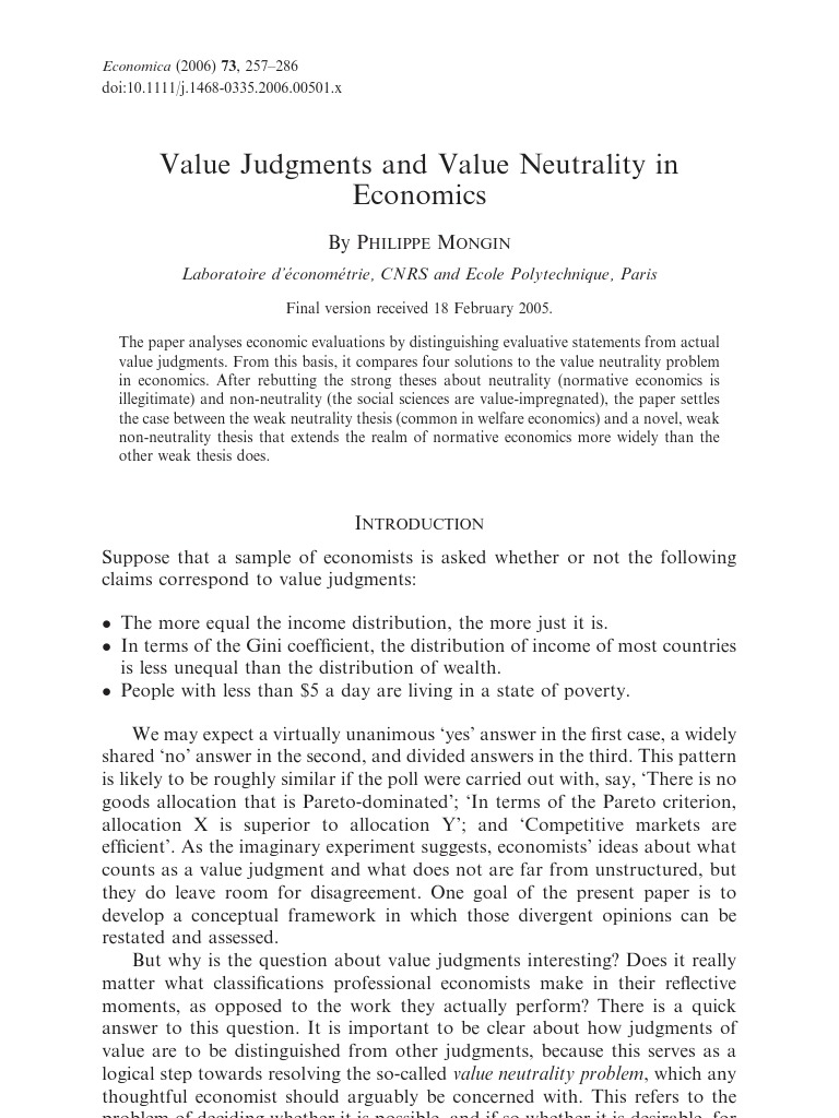 Value Judgement | PDF | Pareto Efficiency | Logic