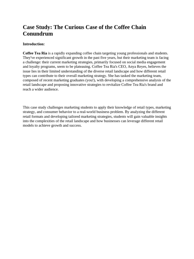 Midterm Case Study1 - The Coffee Chain | PDF