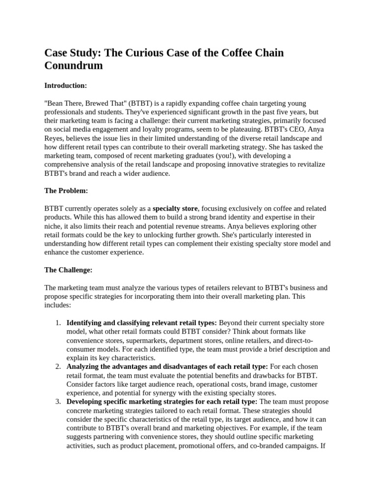 Midterm Case Study1 - The Coffee Chain With A | PDF | Marketing | Marketing Strategy