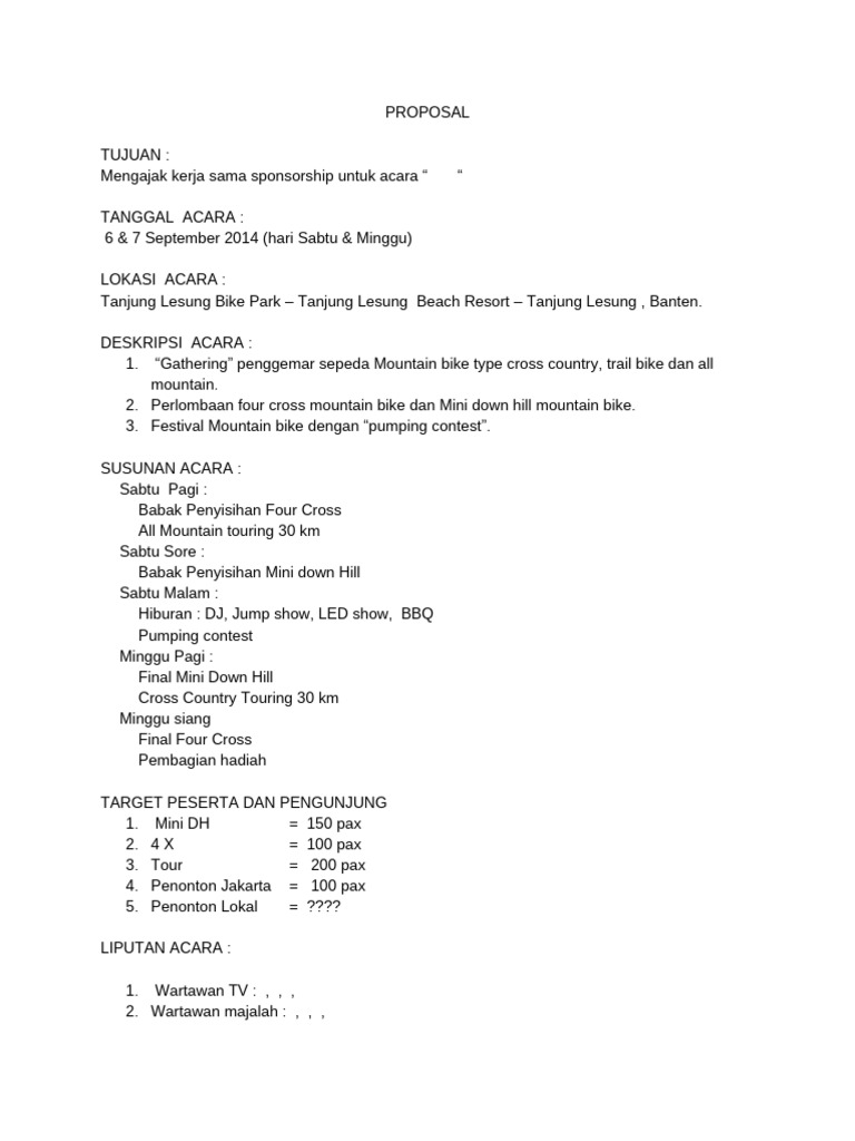 Proposal Bike Fest | PDF