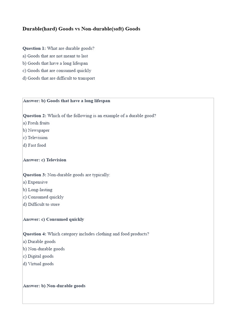 (2025) 1-Durable Vs Nondurable Goods | PDF