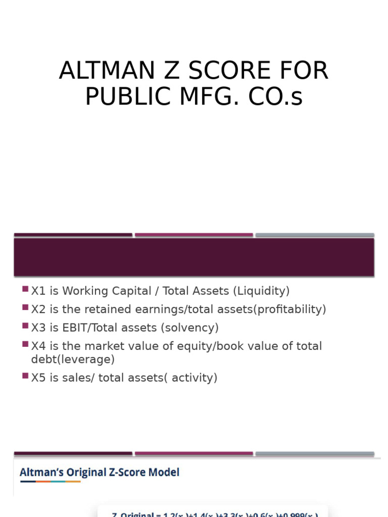 Altman Z Score For Public MFG | PDF