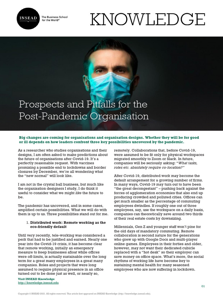 Prospects and Pitfalls For The Post-Pandemic Organisation - Phanish ...