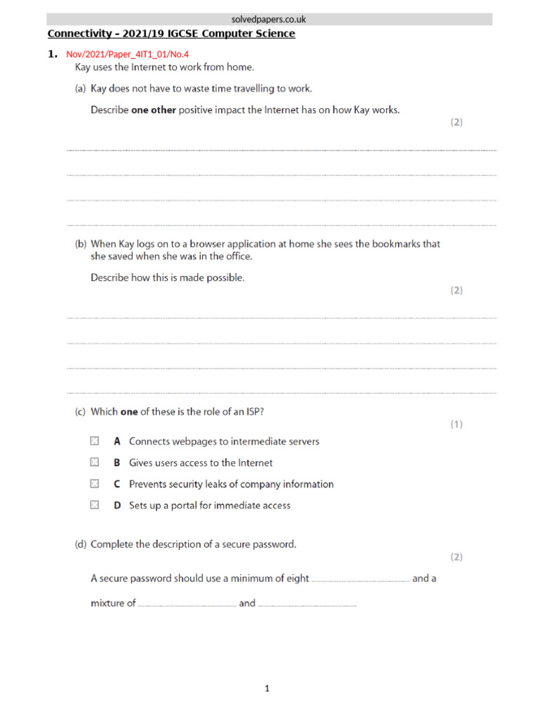 IGCSE Computer Science Papers | PDF
