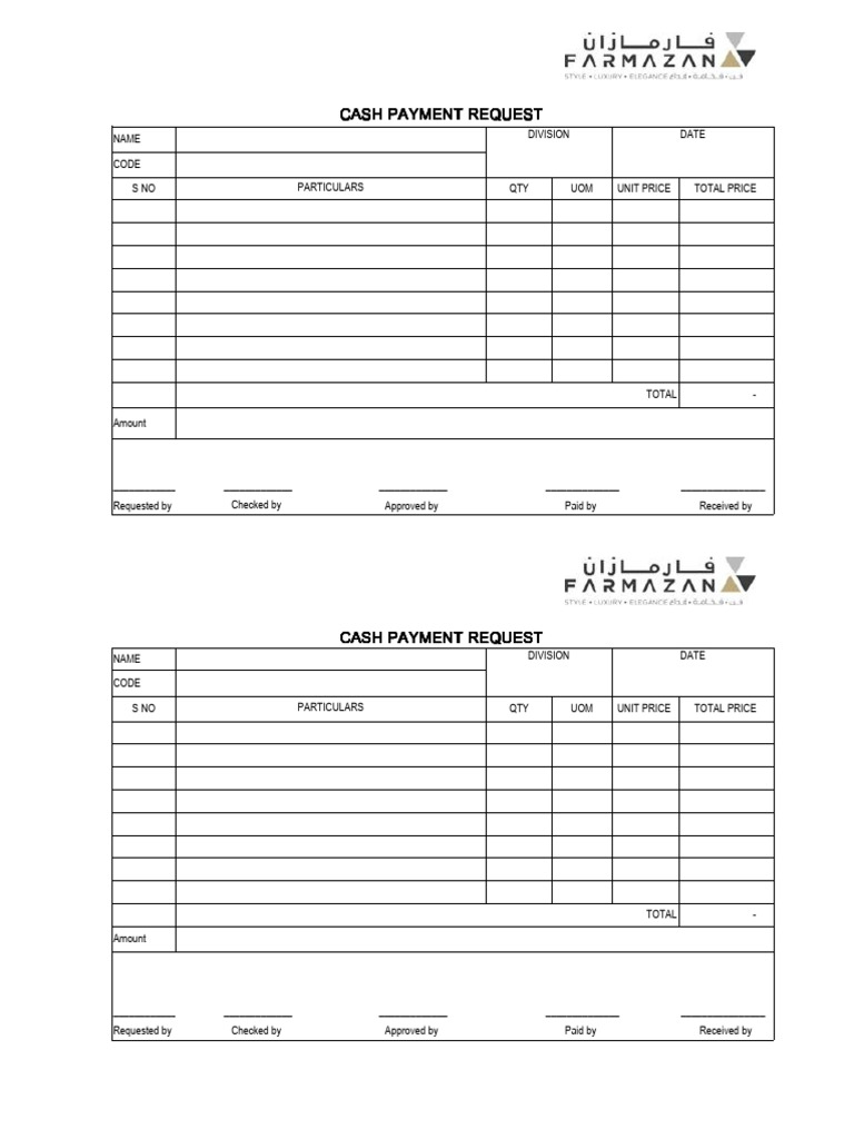 Cash Payment Request.R1 | PDF