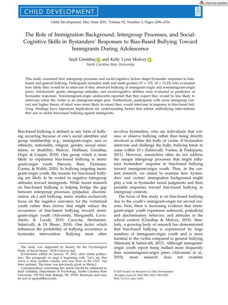 Child Development - 2020 - G%C3%B6n%C3%BClta%C5%9F - The Role of ...