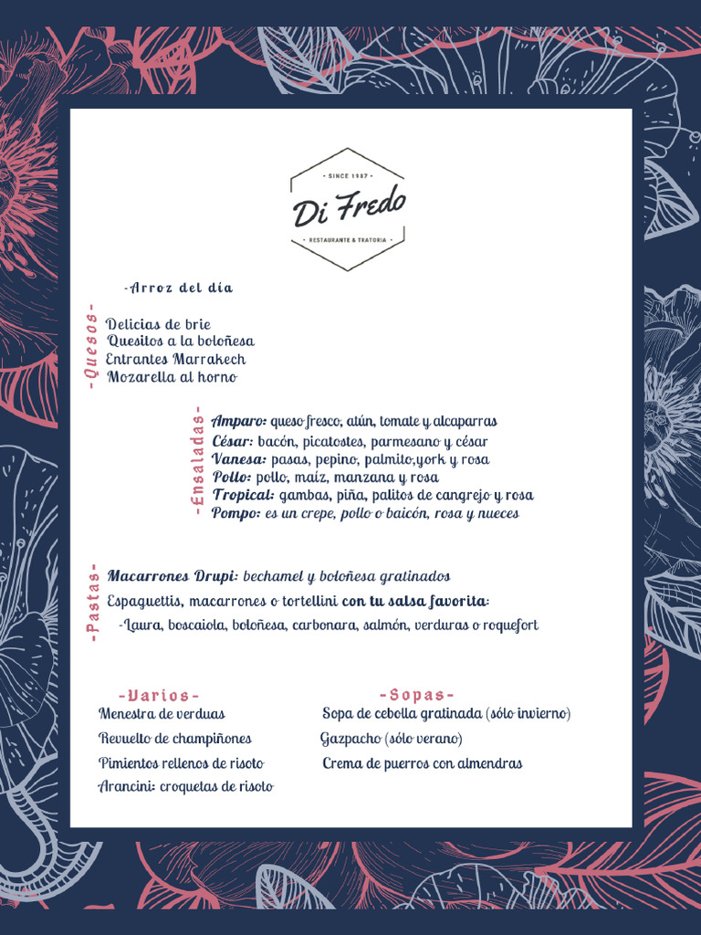 Restaurante Di Fredo Menu | PDF