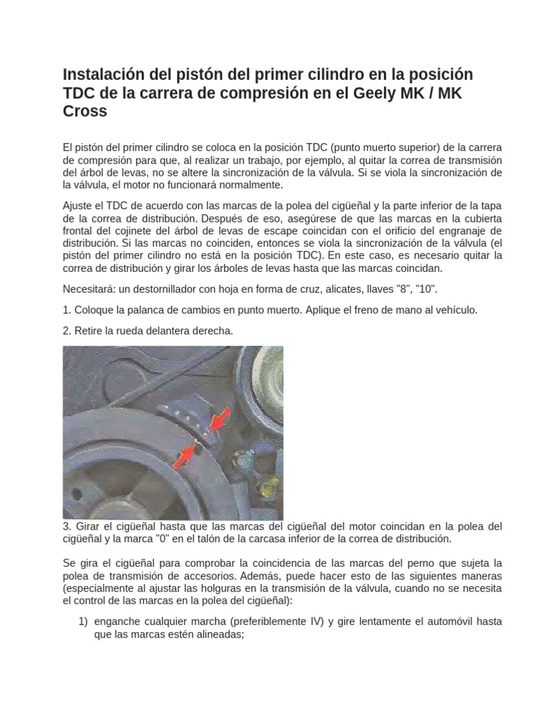 Instalación Pistón Del Primer Cilindro en TDC de La Carrera de ...