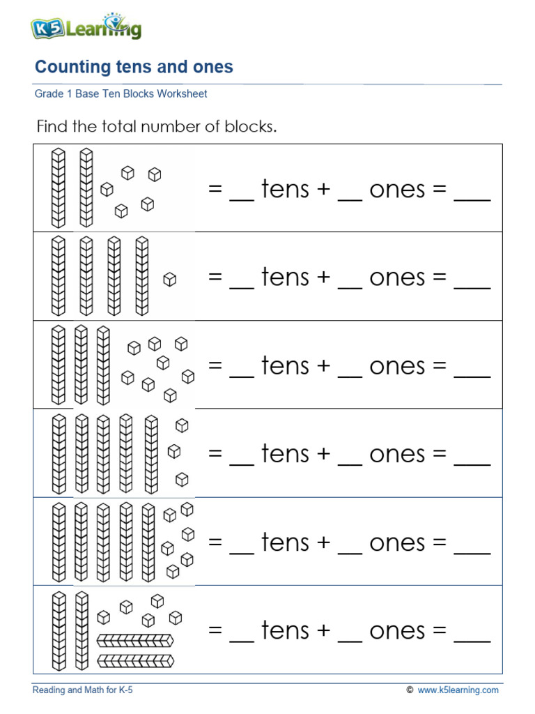 1st Grade Base Ten Blocks Count Tens Ones 3 | PDF