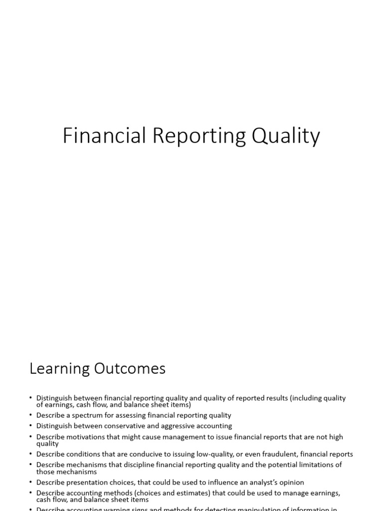 Financial Reporting Quality | PDF | Cash Flow Statement | Expense