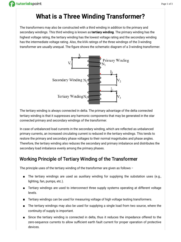 What Is A Three Winding Transformer | PDF | Transformer | Capacitor