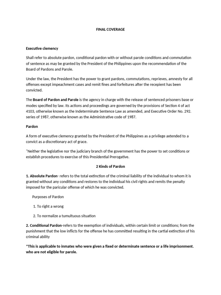 Executive Clemency in the Philippines | PDF | Pardon | Bail