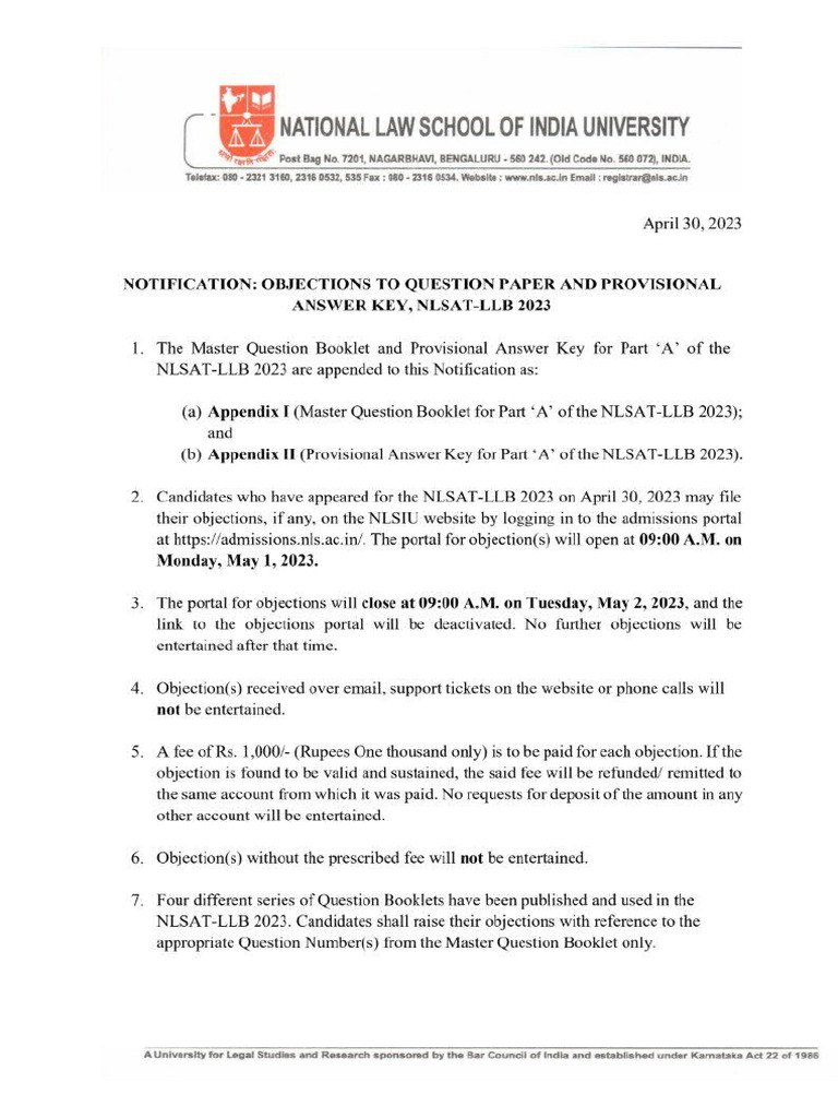 Nlsat 2023 Pyq | PDF