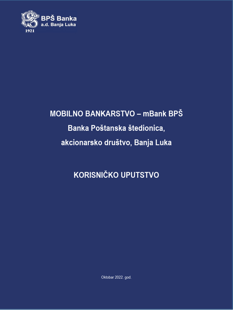 Korisnicko Uputstvo - Mbank - U Primjeni Od 18.10.2022. | PDF