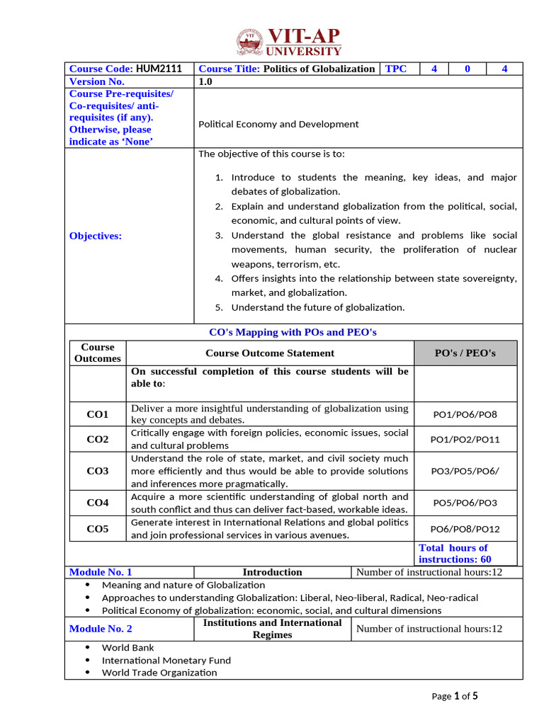 PS6. Politics of Globalization | PDF | Globalization | International Relations