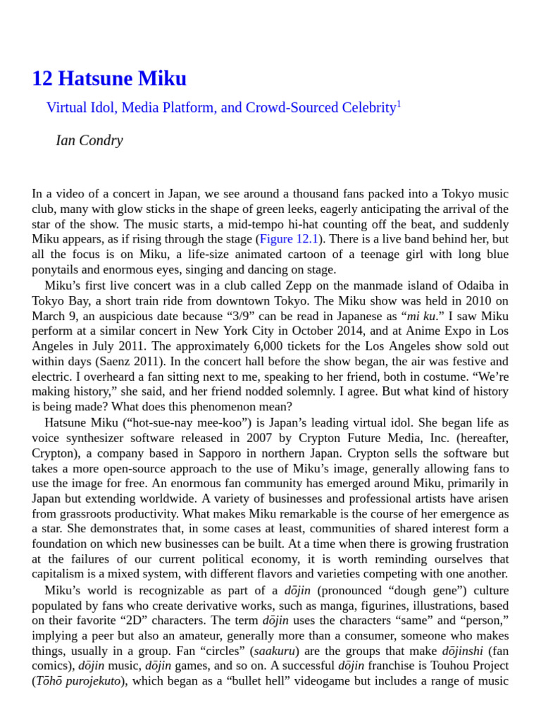 (Condry 2018) Week 12 Hatsune Miku | PDF