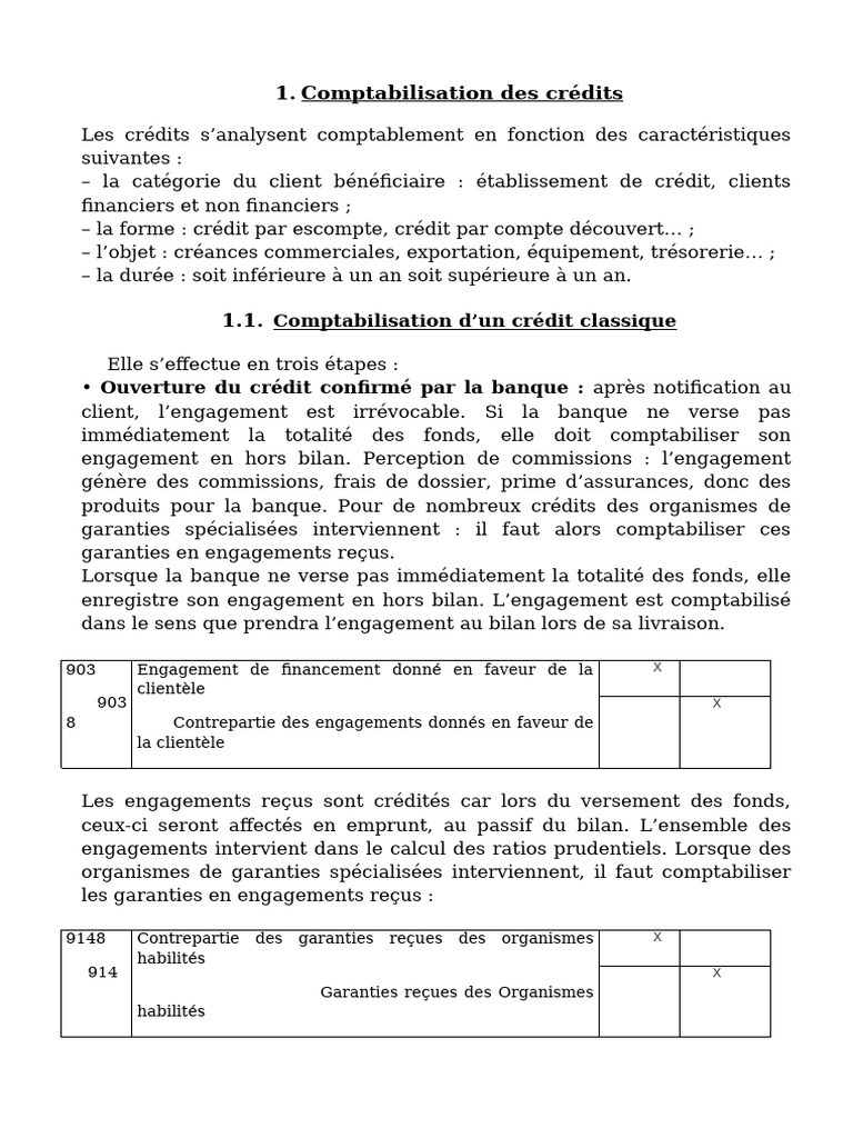 Comptabilisation des crédits bancaires | PDF | Crédit | Finance et ...
