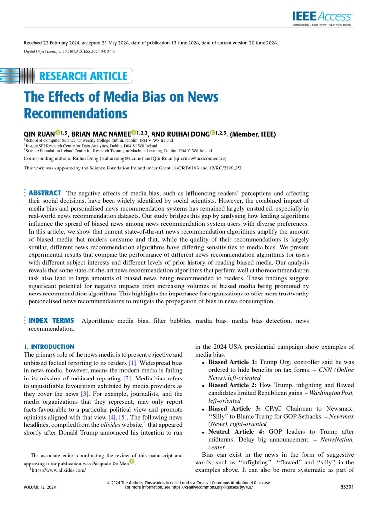 Impact of Media Bias on News Algorithms | PDF | Media Bias | Bias