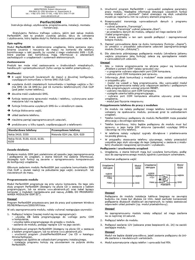 PerfectGSM Instrukcja | PDF