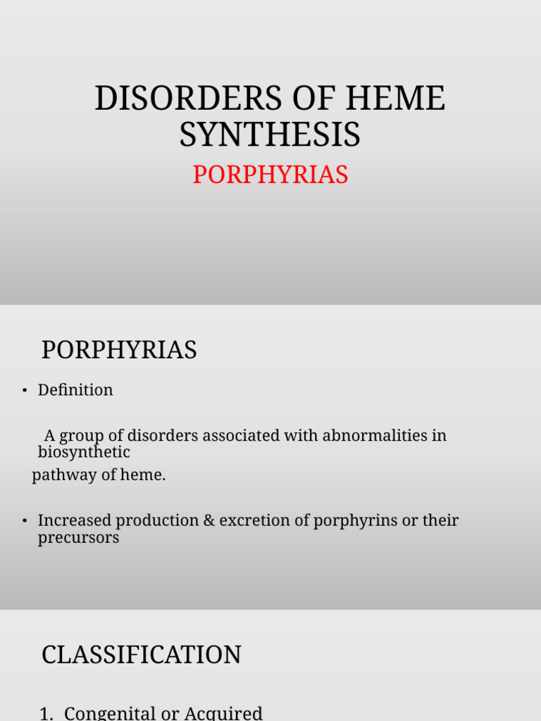 porphyria | PDF | Diseases And Disorders | Medical Specialties
