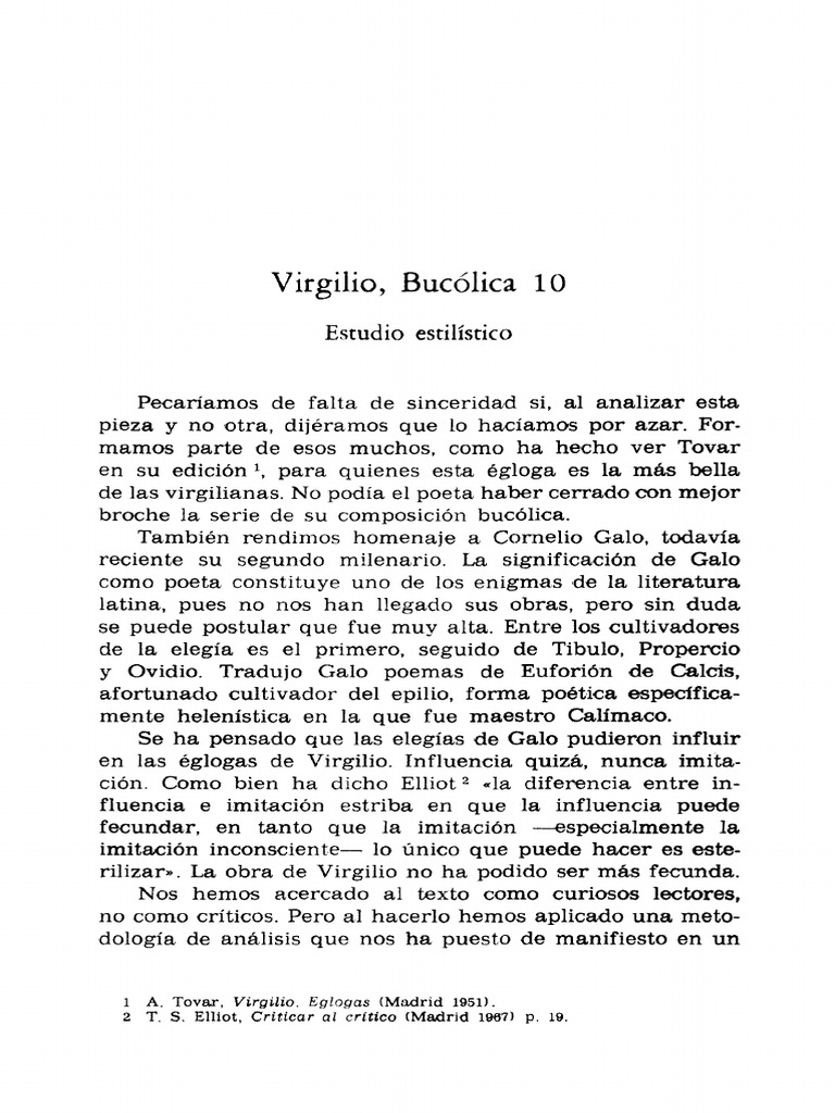 Análisis Estilístico de Bucólica 10 de Virgilio | PDF