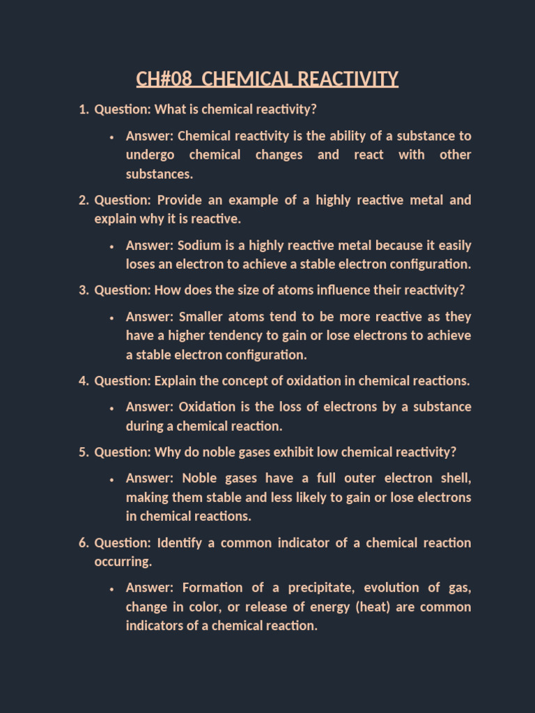 Chemical Reactivity | PDF