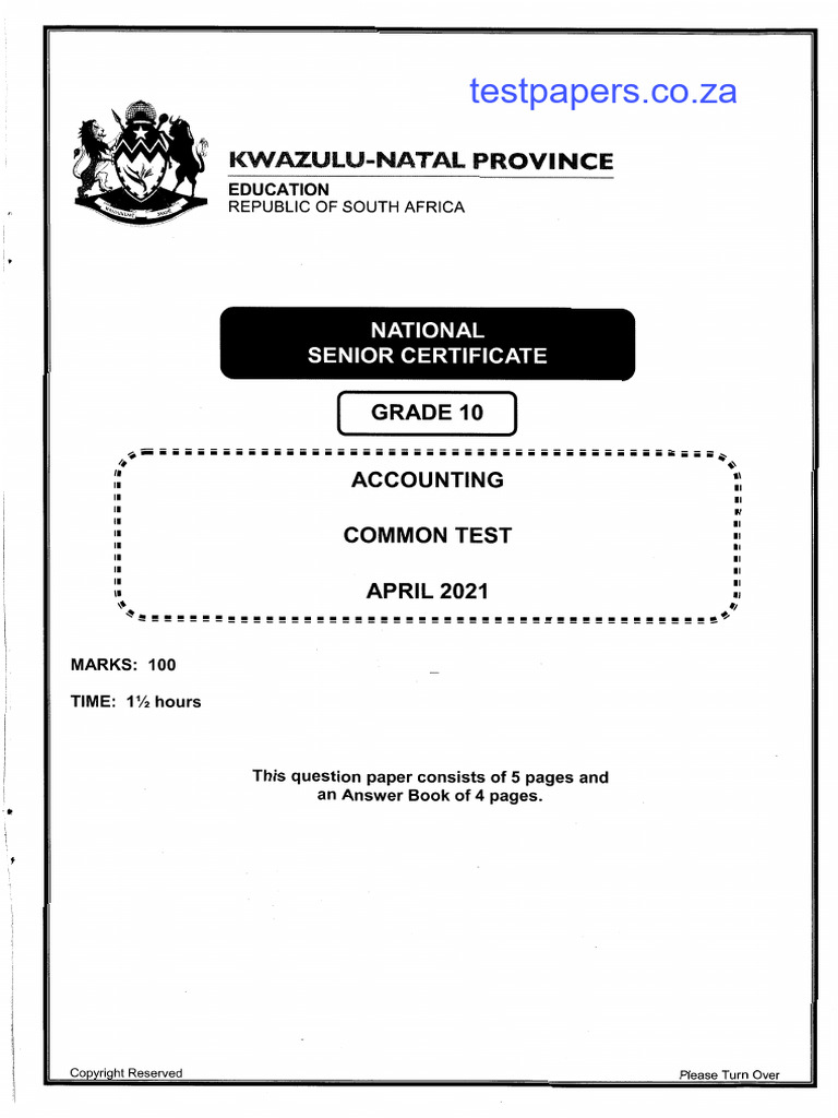 ACC April QP & Memo 2021 Gr10 | PDF | Receipt | Private Sector