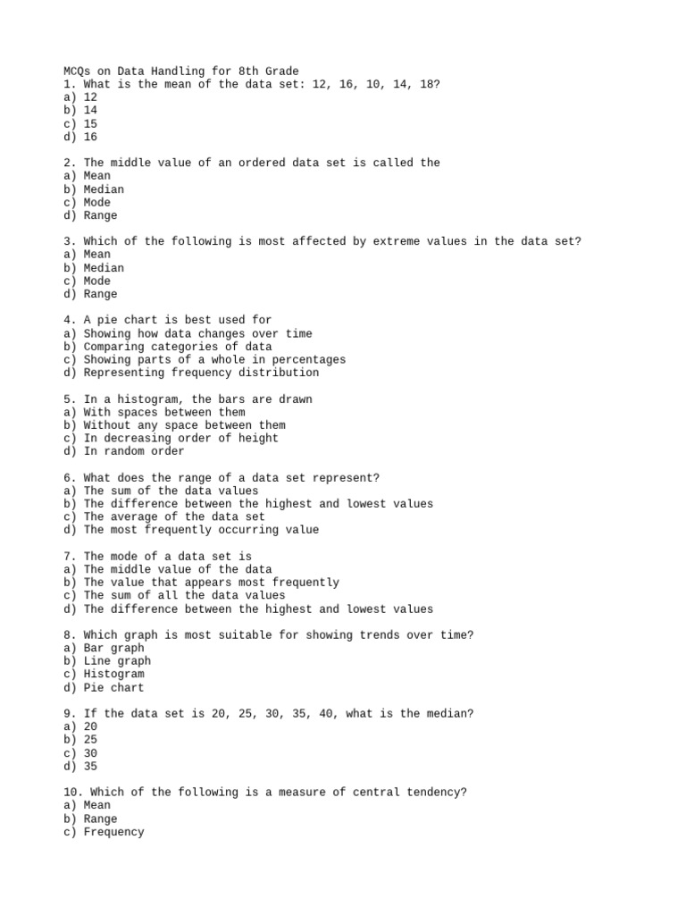 data handling 8th | PDF | Mean | Mode (Statistics)