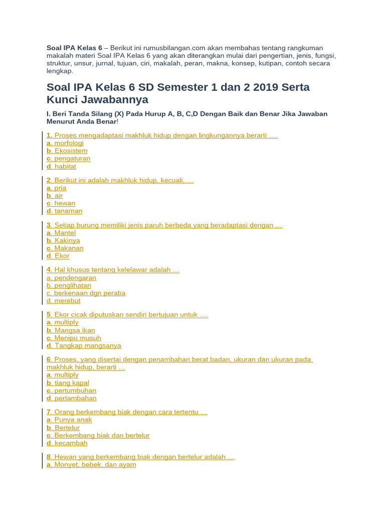 C. Soal IPA Kelas 6 | PDF