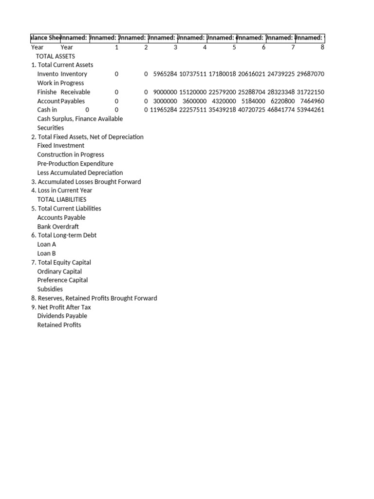 Final Filled Projected Balance Sheet 17 Years | PDF | Investing ...