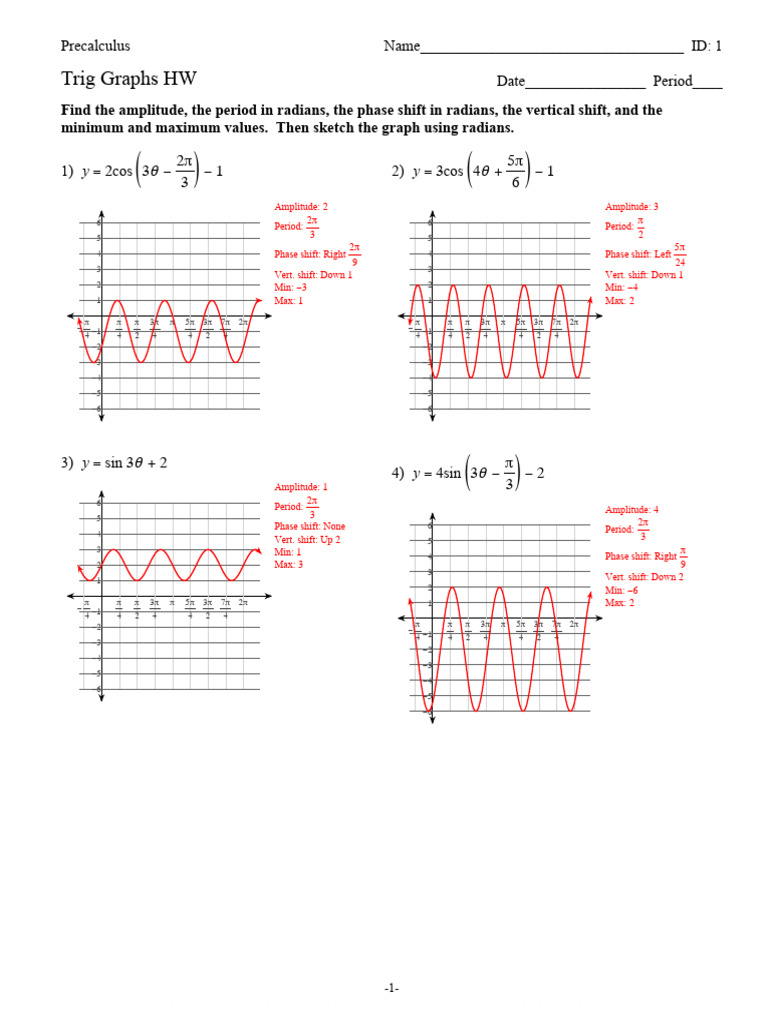 Trig HW Answers | PDF | Physical Phenomena | Quantity