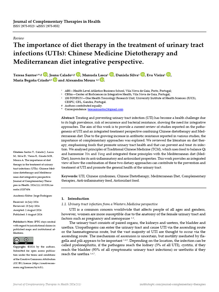 The Importance of Diet Therapy in The Treatment of Urinary Tract ...