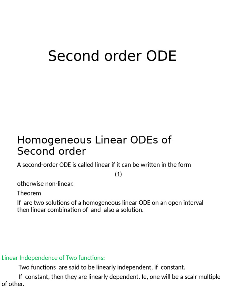 Second Order Homogeneous ODEs Explained | PDF | Ordinary Differential ...