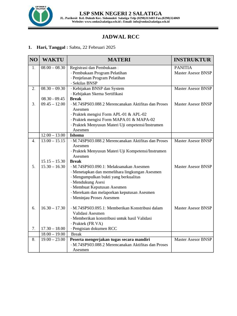 Jadwal Rundown RCC | PDF