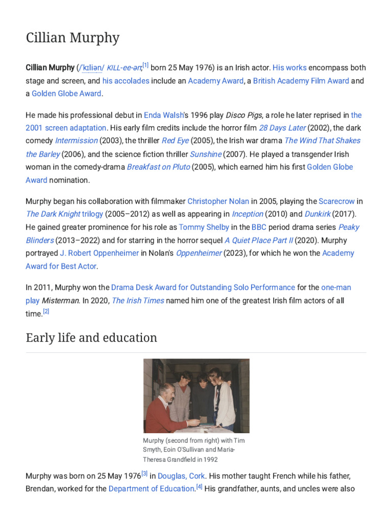 Cillian Murphy - Wikipedia | PDF