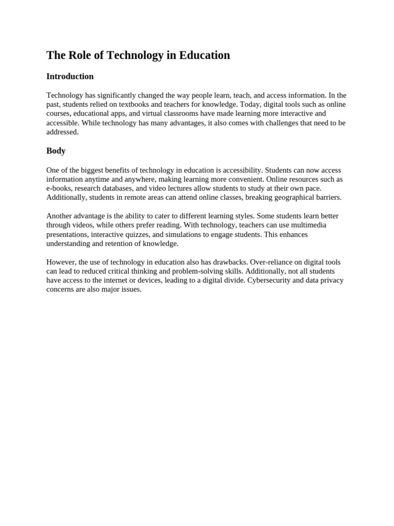 The Role of Technology in Education | PDF