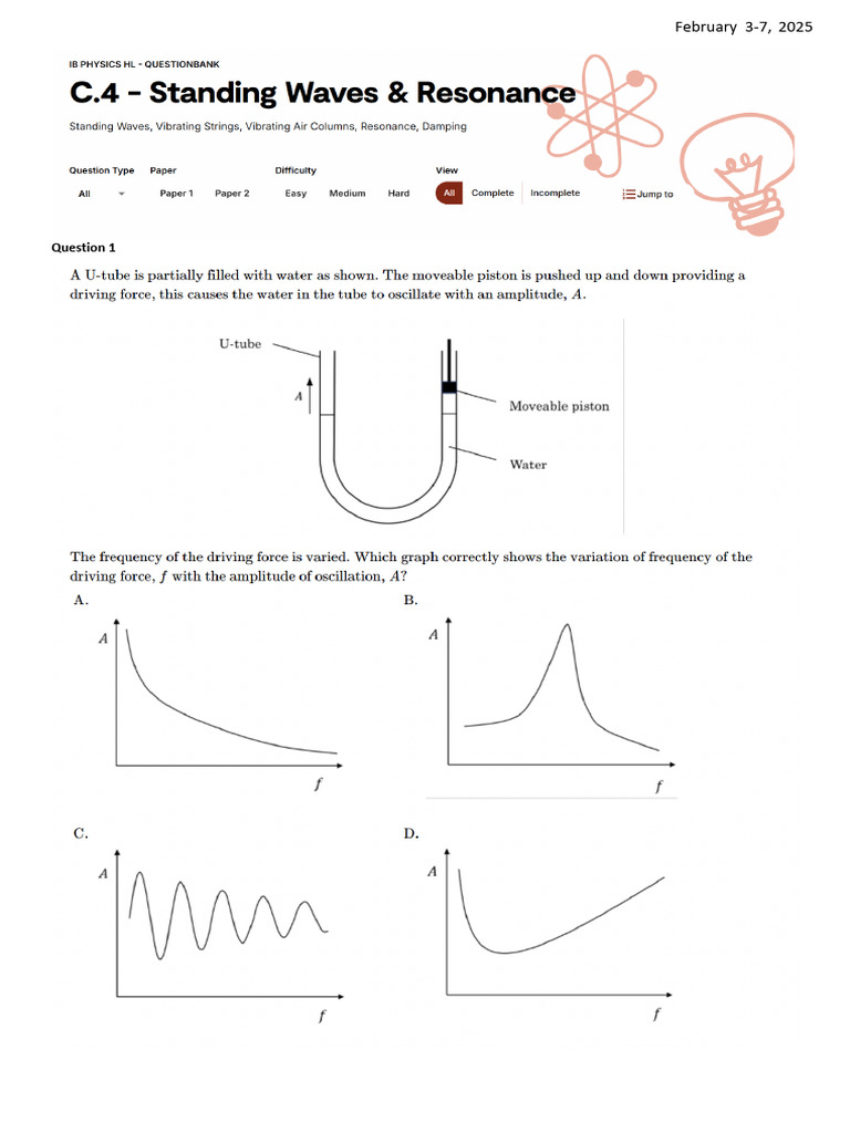 Topic 15 Standing Waves and Resonance Past Paper Qts | PDF