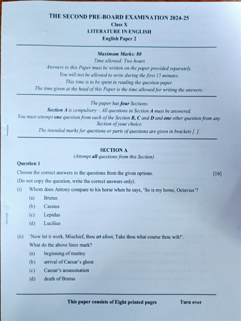 2nd Preboard English Litrature | PDF