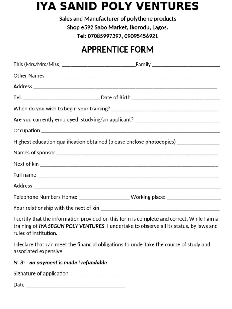 Iya Segun Poly Ventures | PDF