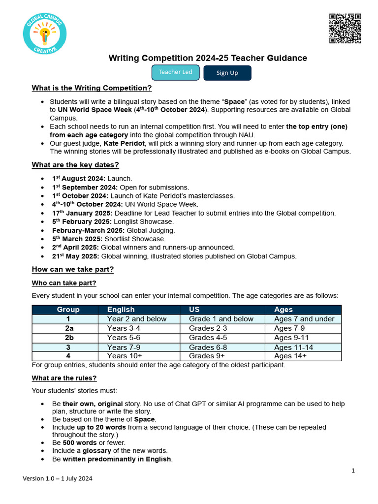 Writing Competition 2024-25 Guide | PDF | Human Communication
