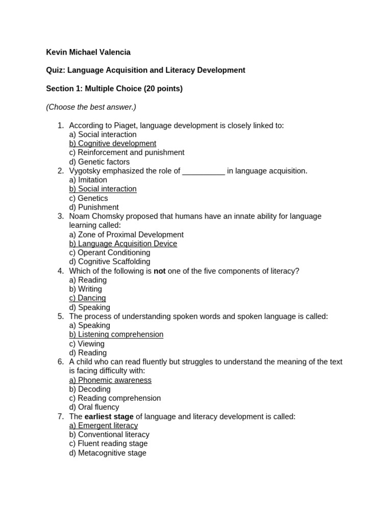 Quiz SNED 110 FEB 8 2025 Kevin Michael Valencia | PDF | Language ...