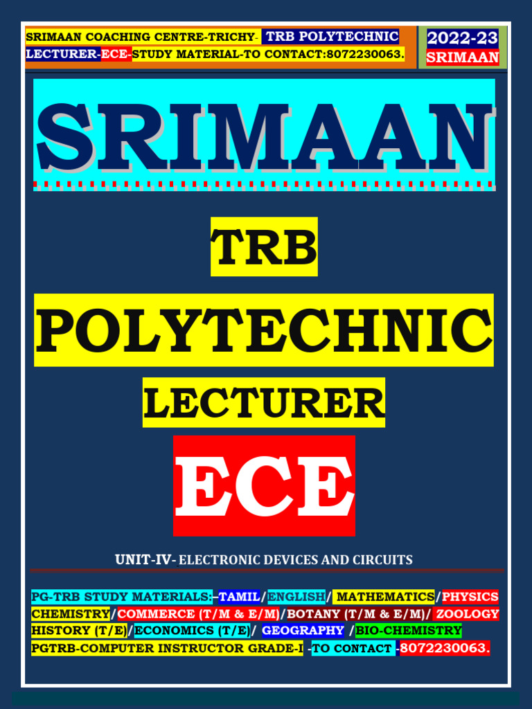 TRB Polytechnic ECE Unit 4 Study Materials English Medium PDF Download | PDF | P–N Junction ...